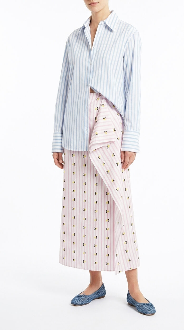 Lido Pink Striped Cotton Pareo with Lemons | Ballerì Sorrento